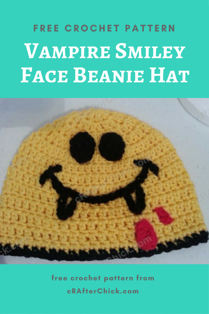 Vampire Smiley Face Beanie Hat Crochet Pattern – cRAfterchick – Free ...